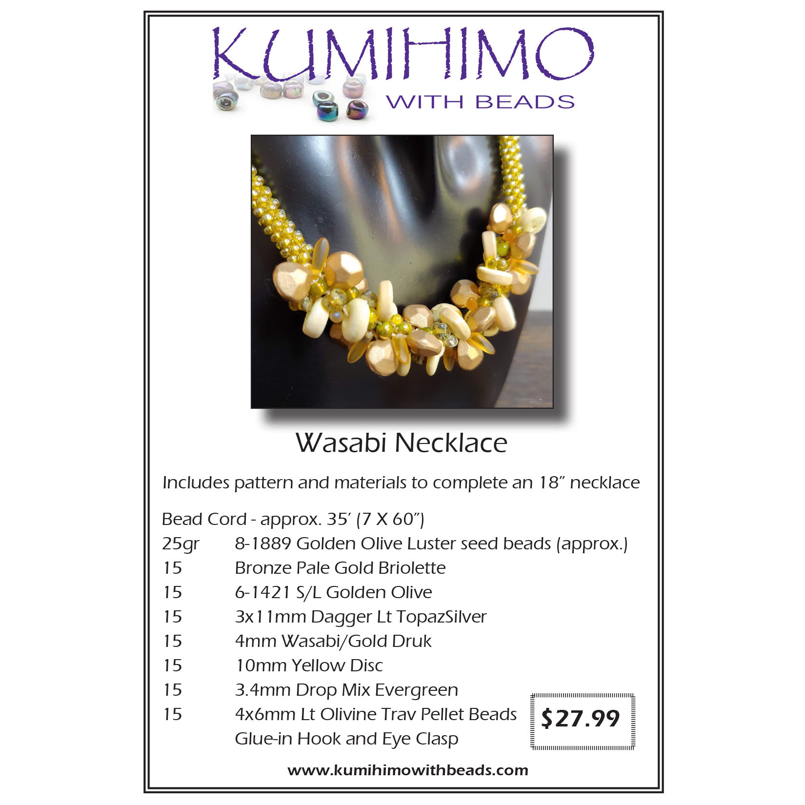Wasabi – Necklace Kit | Kumihimo With Beads