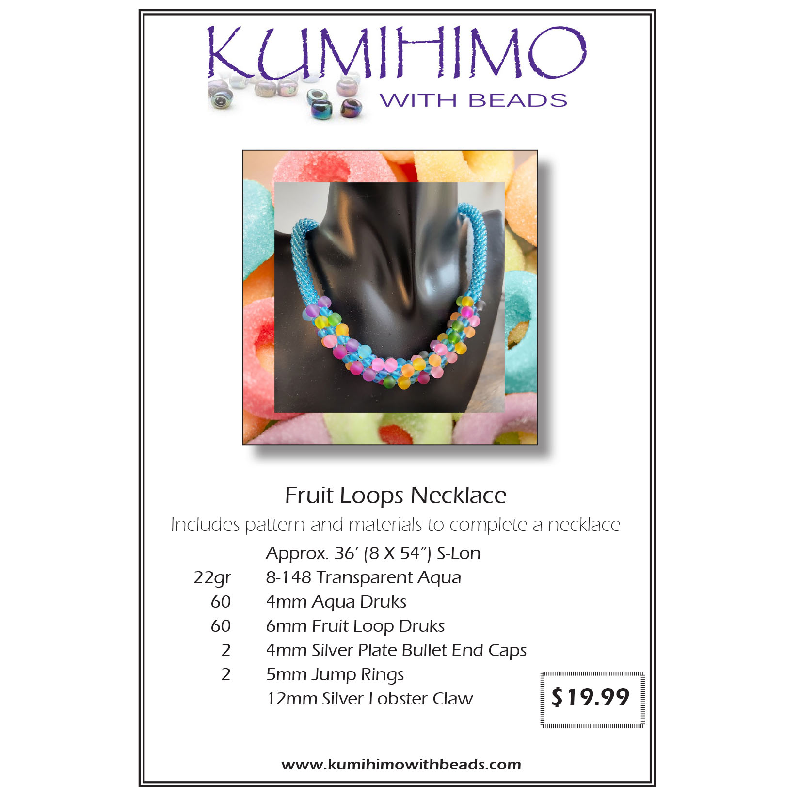 Fruit Loops Necklace Kit | Kumihimo With Beads