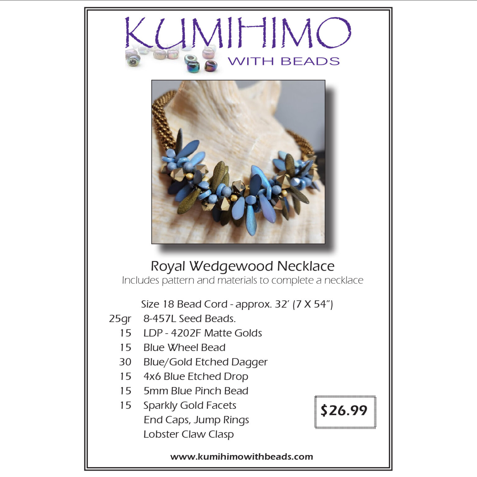 Royal Wedgewood Necklace Kit | Kumihimo With Beads